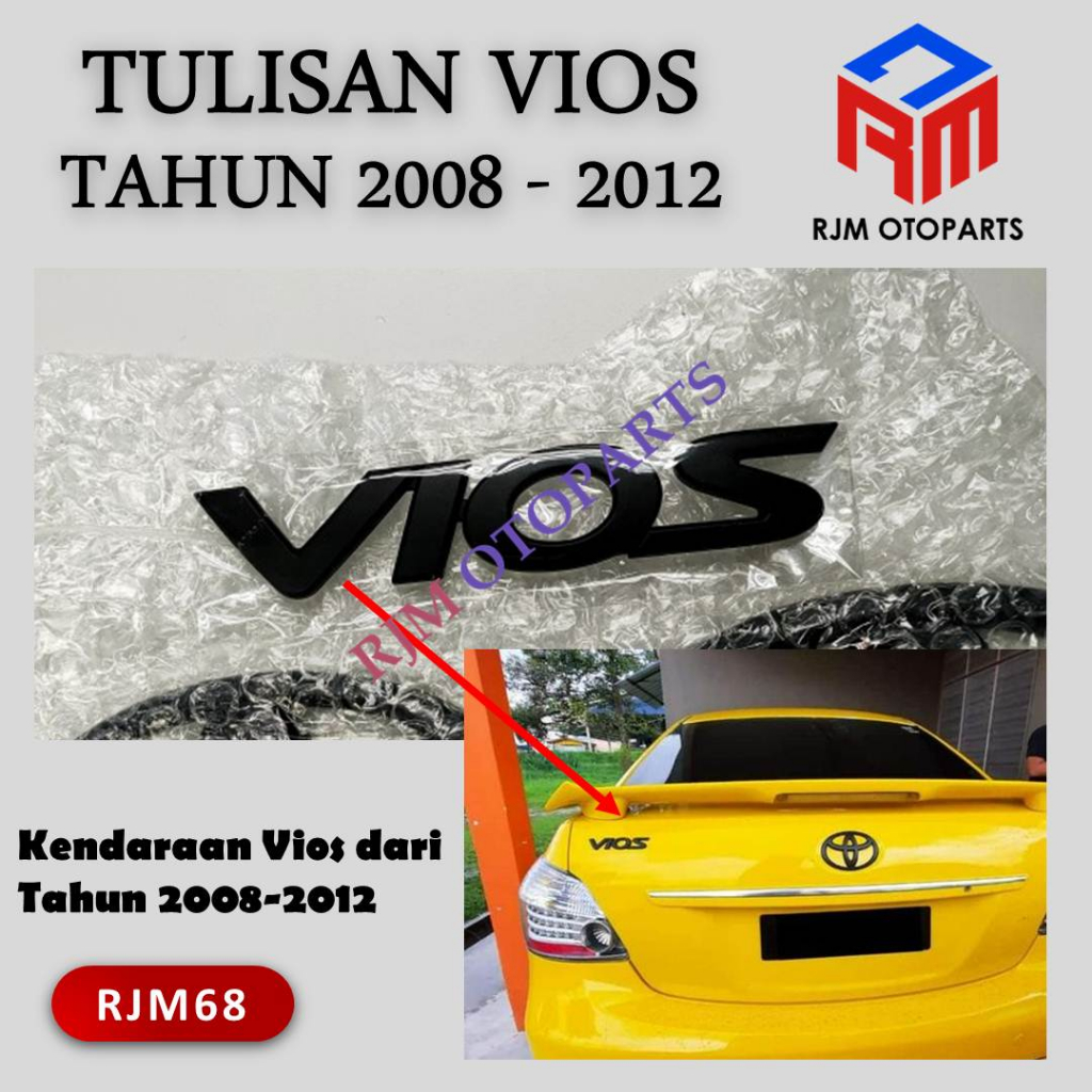 Jual EMBLEM TULISAN LOGO TOYOTA VIOS HITAM GLOSSY RJM68 | Shopee Indonesia