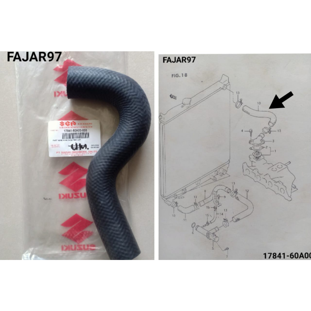Jual Selang Hose Radiator Inlet (atas) Outlet(bawah) Suzuki Vitara ...
