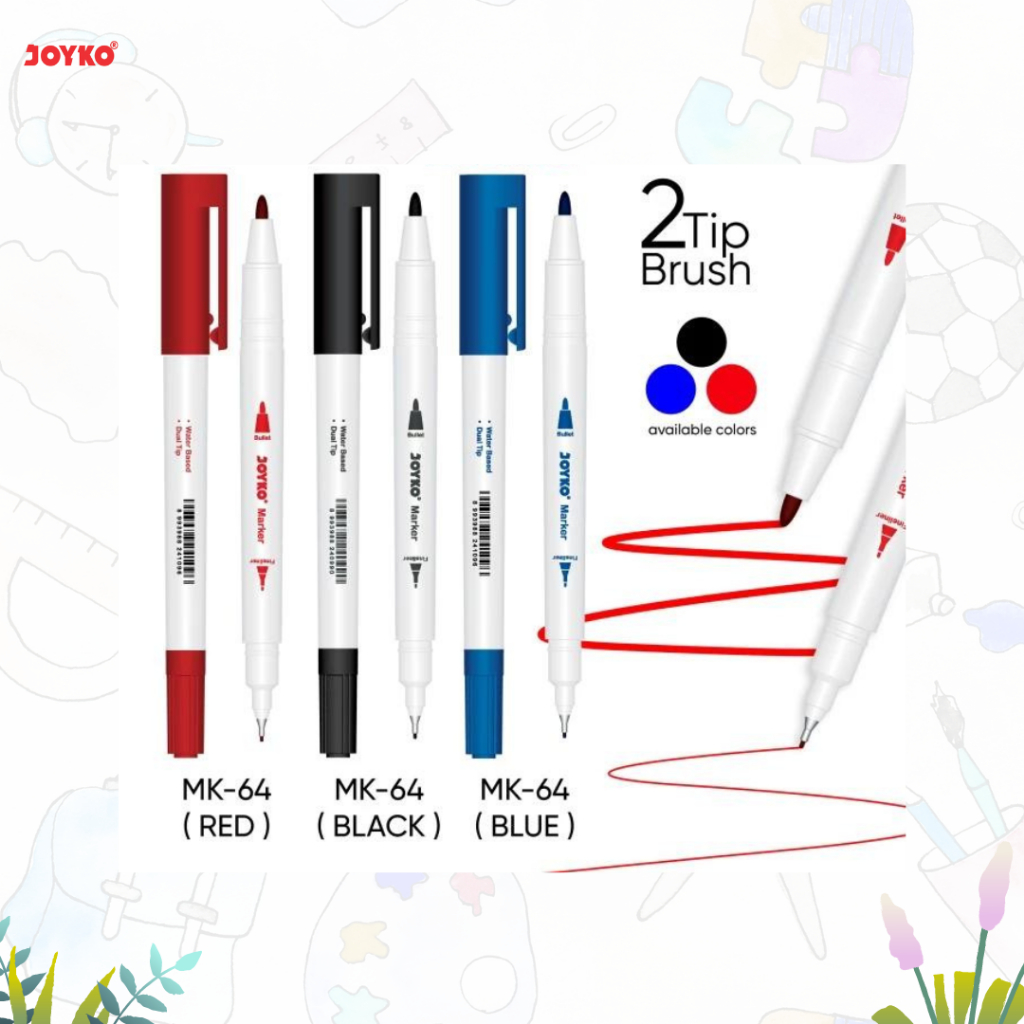 Jual Spidol / Spidol Marker / Spidol Marker MK-64 Joyko Dual Tip ...