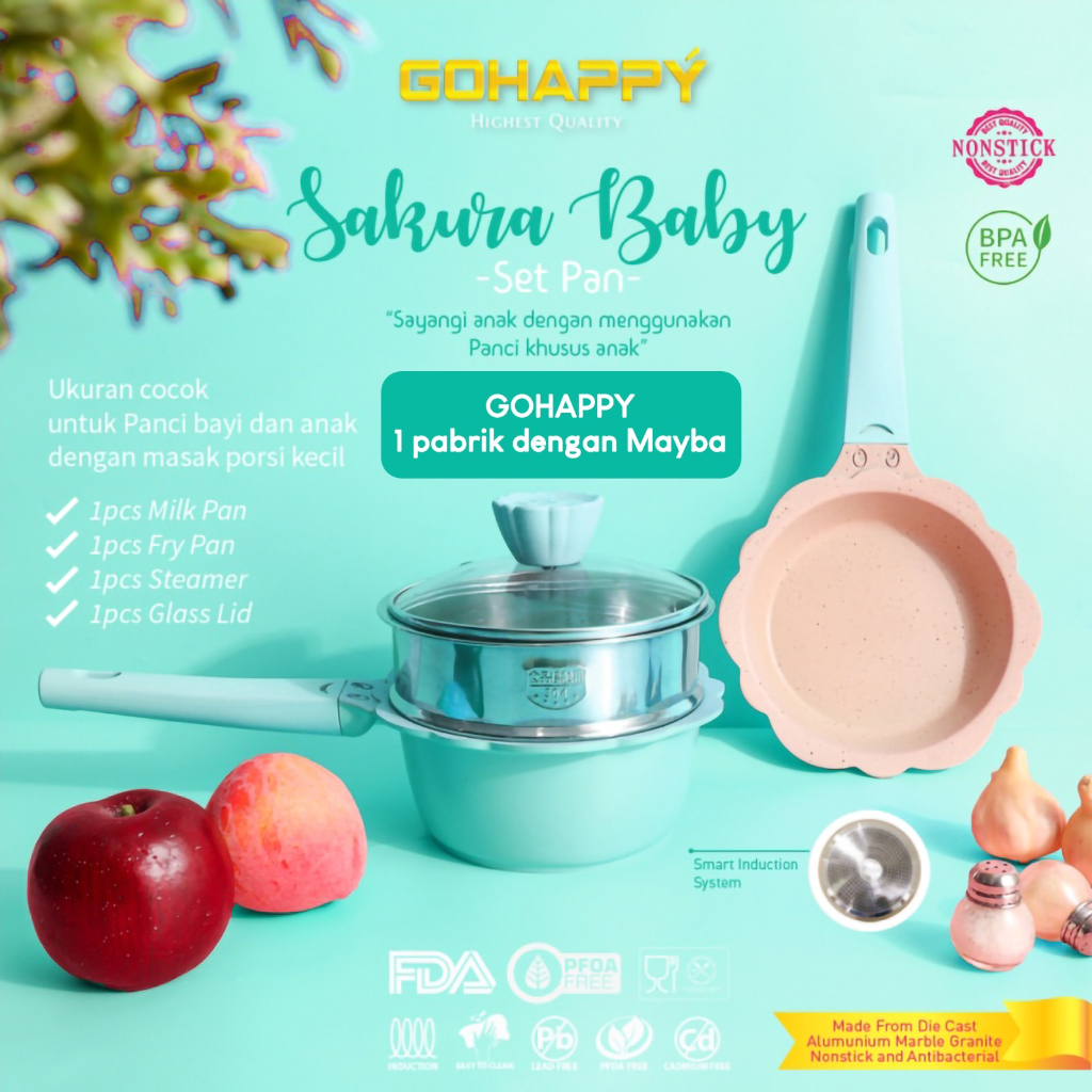 Jual MAYBA Panci Set Bayi 4Pc Bonus Kukusan Granit Wajan Keramik Food ...