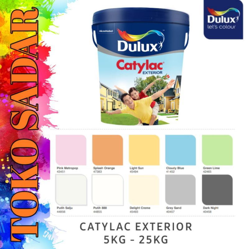 Jual dulux catylac exterior cat tembok luar warna lengkap kemasan 5kg ...