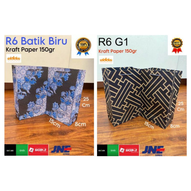 Jual paperbag Botol Motif batik biru / paper bag G1 / Tas kertas botol ...