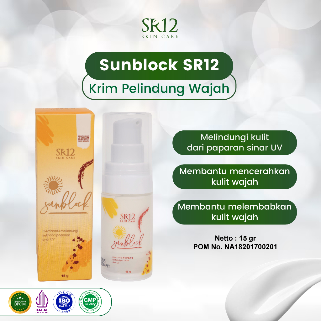 Jual Sunblock SR12 Skincare SPF 30++ - Sunscreen Cream Wajah Pelembab ...