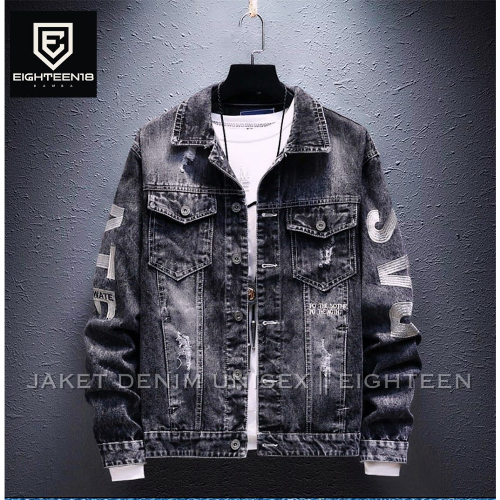 Jual JAKET PRIA JEANS DENIM MOTIF BORDIR SNOWBLACK KEREN DISTRO COWOK ...