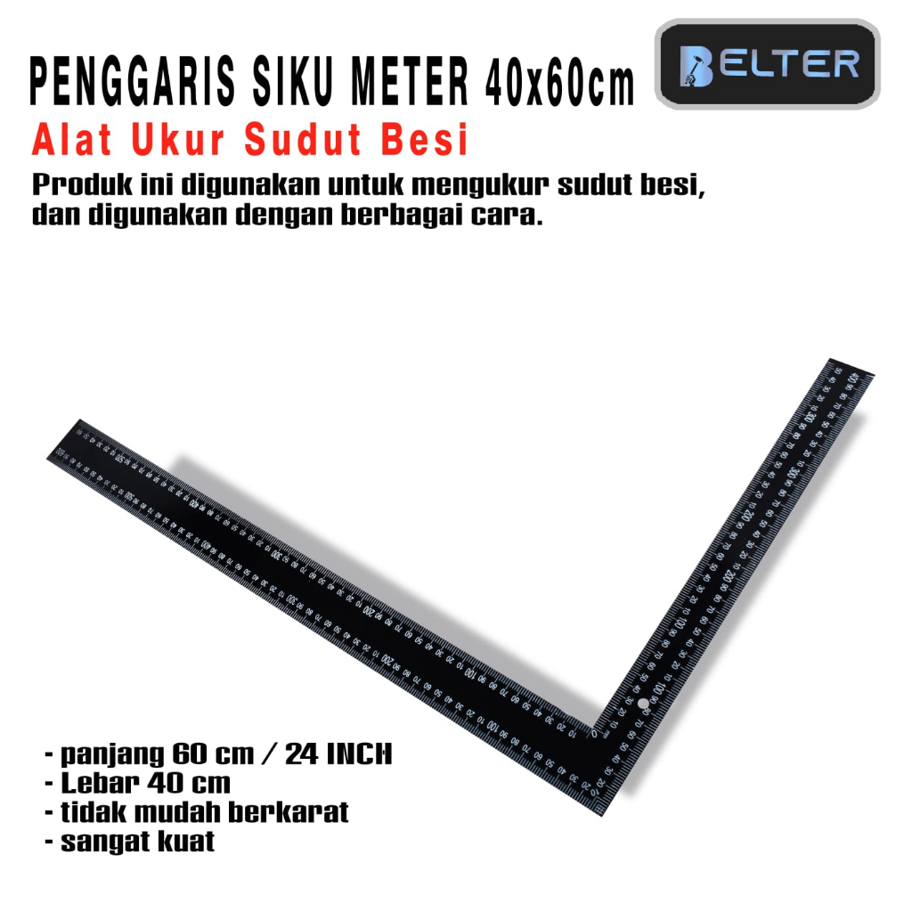 Jual Siku Hitam 40 x 60 cm Penggaris Siku Meter PENGGARIS SIKU METER 40 ...