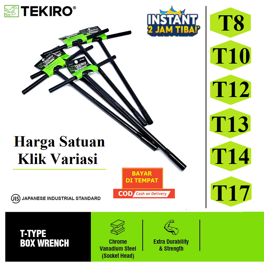 Jual TEKIRO Kunci Sok T Hitam Kunci Sock Shok Shock T Tekiro T-Type Wrench 8 10 12 13 14 17 mm 8 ...