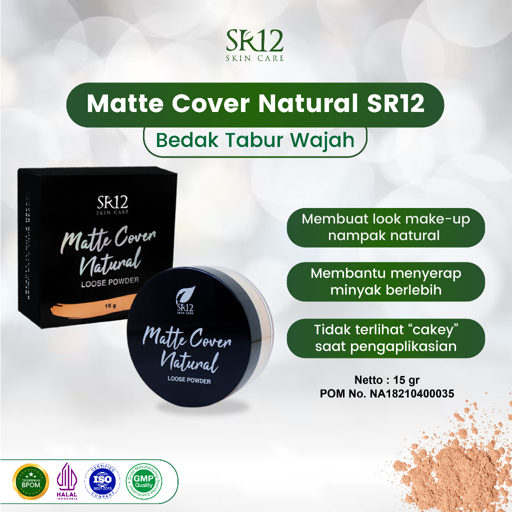 Jual Bedak Tabur Wajah SR12 Kosmetik - Bedak Matte Cover Natural Loose Powder SR12 Skincare With ...