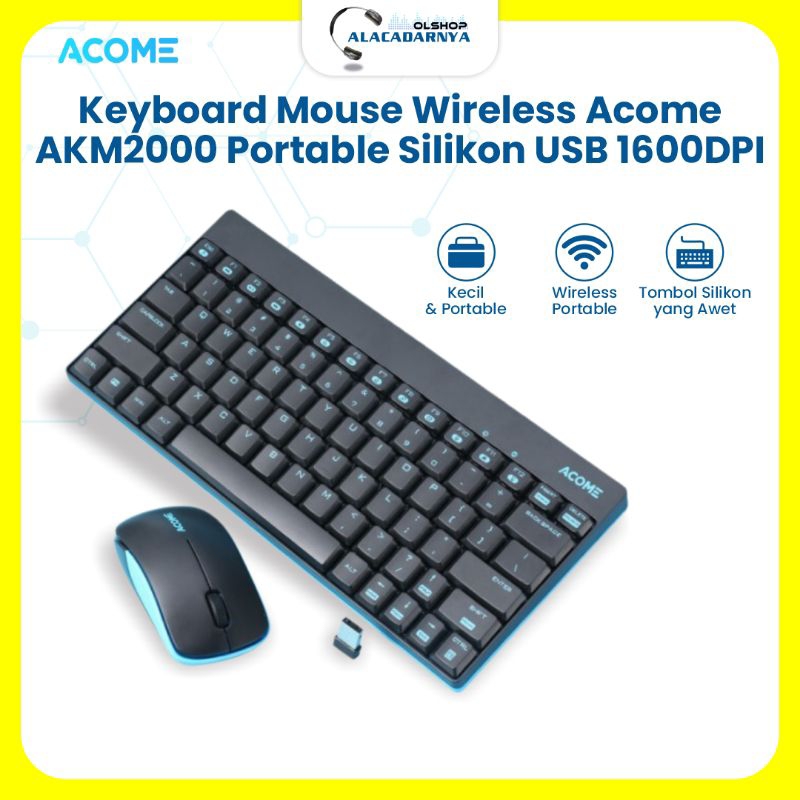Jual keyboard mouse wireless ACOME AKM2000 portable 1600 DPI tombol ...