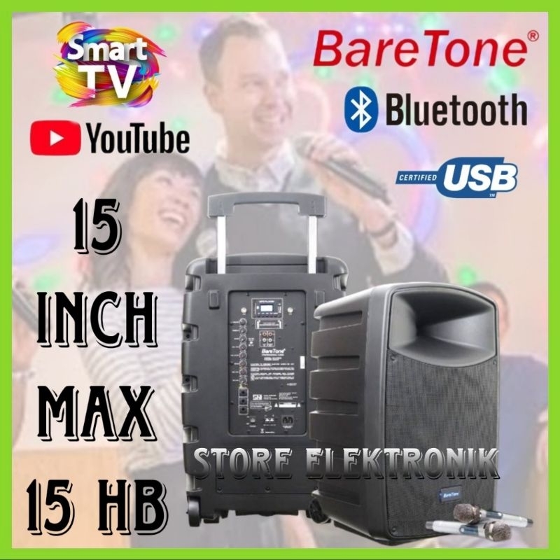 Jual Speaker Portable BARETONE MAX 15 HB 15 Inch Bluetooth 4 Mic Wireless | Shopee Indonesia
