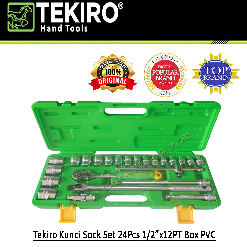 Jual Tekiro ORI Kunci Sok Sock Socket Full Set 1/2" x 12PT - 6PT Box PVC Isi 24Pcs 24 Pcs 8 ...
