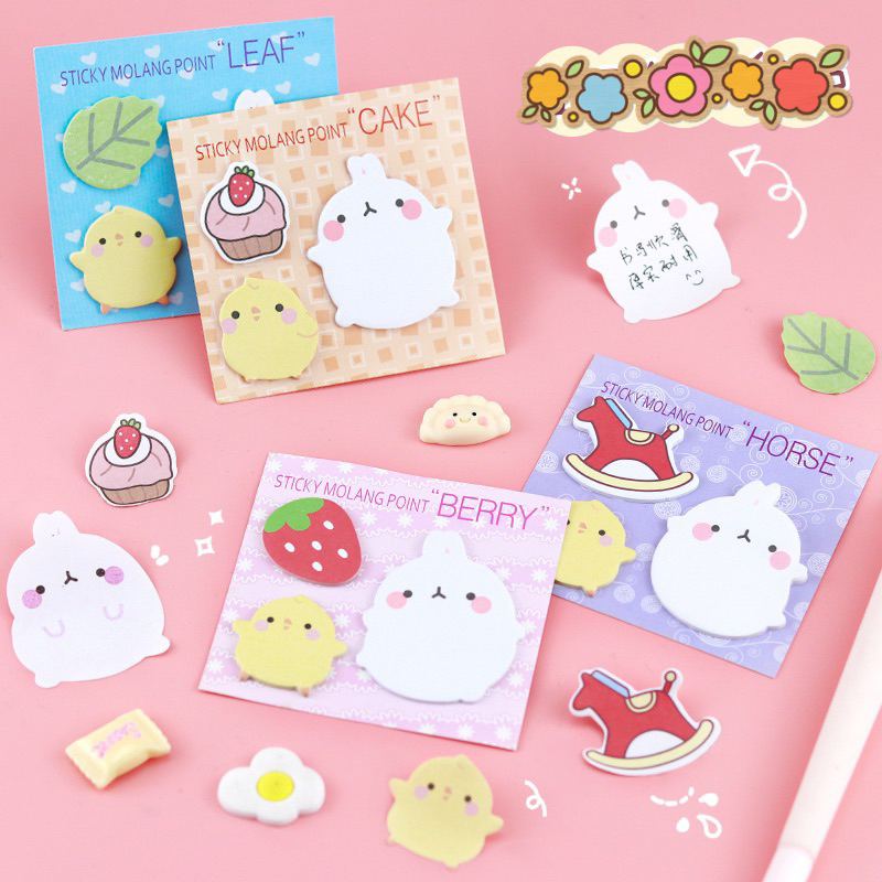 Jual AJS Sticky note 3 in 1 molang / notepad/ Sticky notes 3 in 1 ...