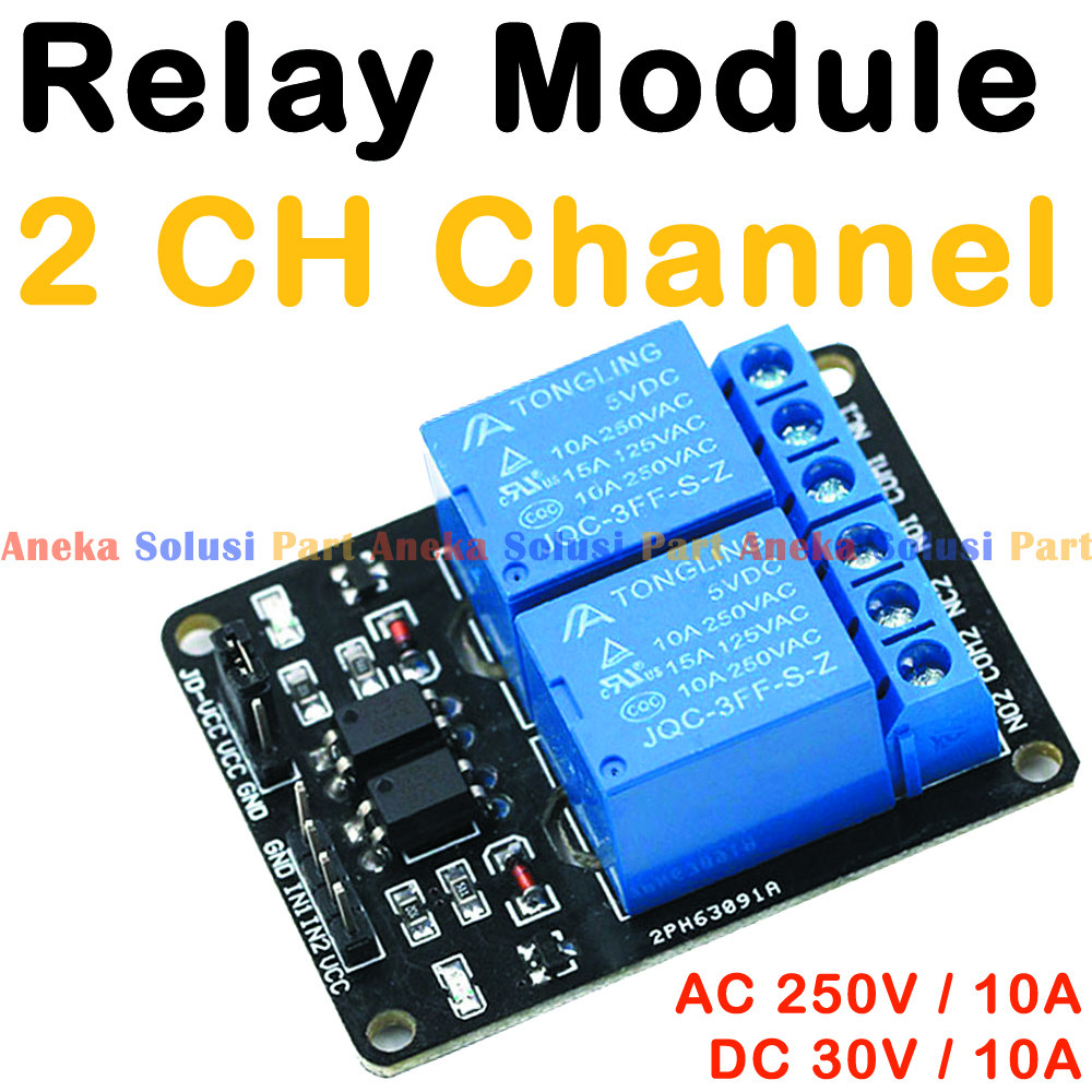 Jual Relay Module 2 CH Channel 250VAC 30VDC 10A 5V With Optocoupler ...