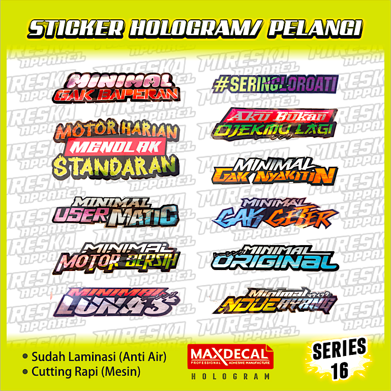 Jual Terbaru!! Stiker Viral Hologram Terlaris Racing Series 16 ...