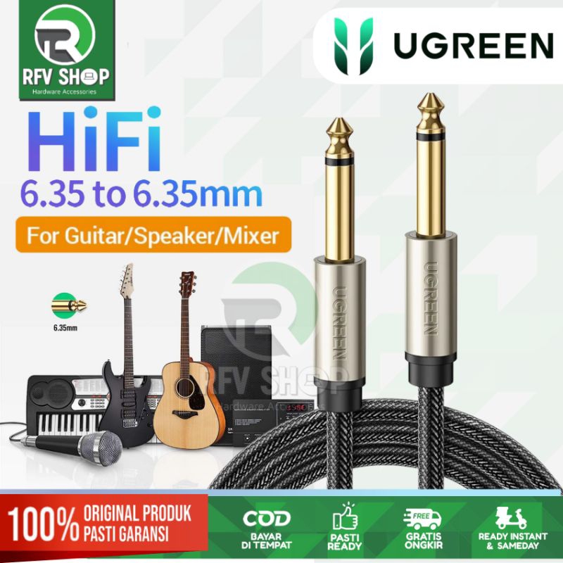 Jual Kabel Audio Jack Mono 6,5mm 6,35mm male to male HiFi for Guitar , mixer , Amplifier ...