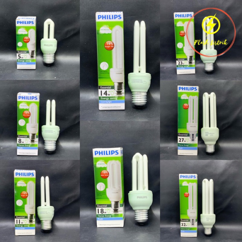 Jual [Philips] Lampu Essential Philips 5w 8w 11w 14w 18w 23w 27w 32w Lampu Plc Philips | Shopee ...