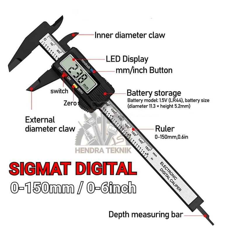 Jual ORIGINAL SIGMAT DIGITAL 6" LCD SKETMAT DIJITAL JANGKA SORONG 6 INCH SEKETMAT 150MM CALIPER ...