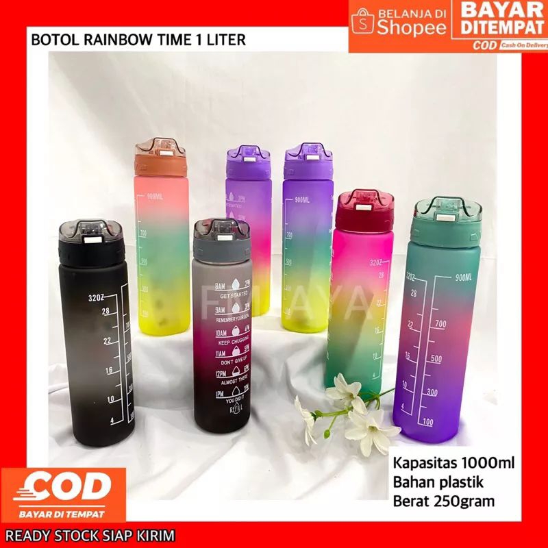 Jual 26 BOTOL RAINBOW TIME 1 LITER || BOTOL MINUM RAINBOW 1000 ML ...