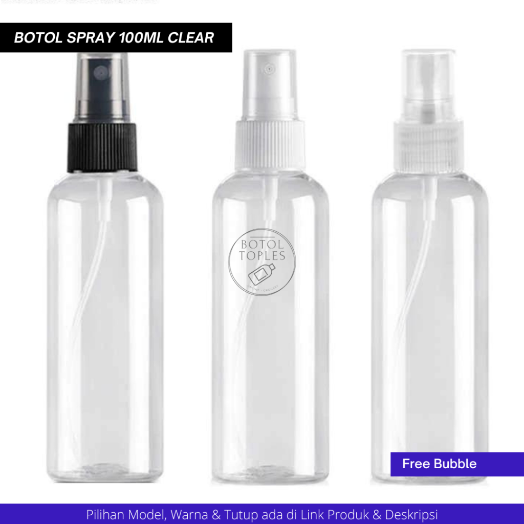 Jual 100ml Botol BR Clear Tutup Spray Mist Neck 24 | Shopee Indonesia