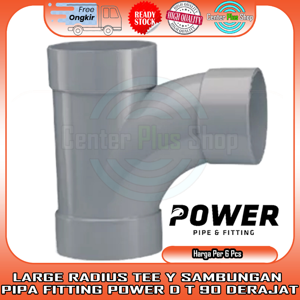 Jual 6 PCS LARGE RADIUS TEE D T FITTING SAMBUNGAN PIPA PARALON 3"X2" 3 ...