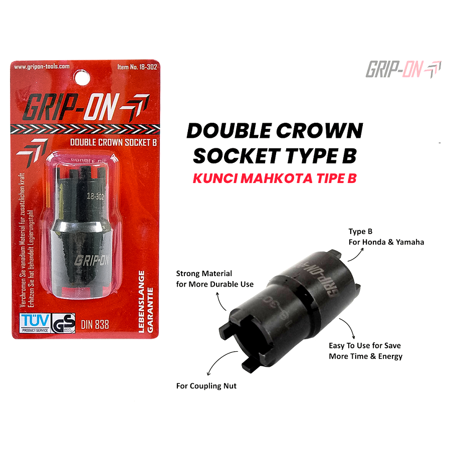 Jual GRIP ON Kunci Mahkota TYPE B / Double Crown Socket / Kunci Mur ...