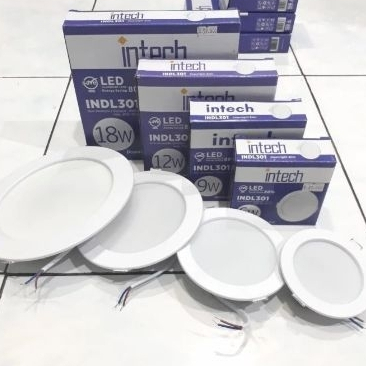 Jual Intech Downlight Led Panel 3W - 12W (Warmwhite / White) | Shopee ...
