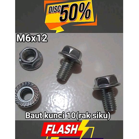 Jual Baut kunci 10 1set baut+mur (rak siku) m6x12 | Shopee Indonesia