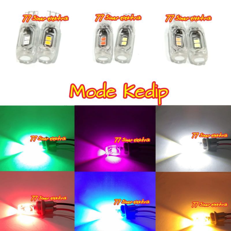 Jual Lampu LED T10 5 Mata FLAS KEDIP Lampu Sein Senja Lampu Led T10 ...