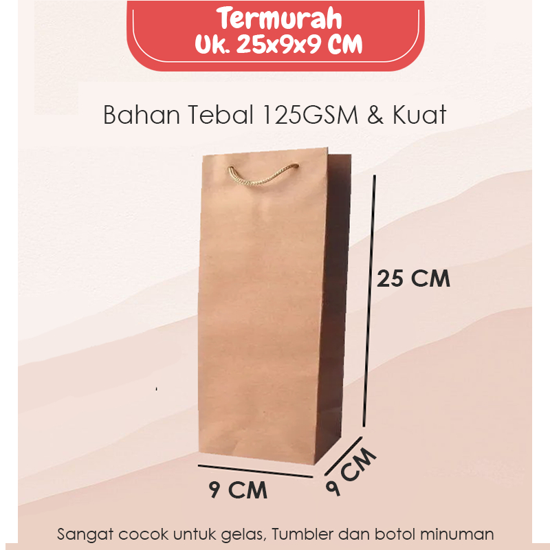 Jual Paper Bag Kado Gelas MUG Botol 25x9x9 CM, Paperbag Kado Packing ...