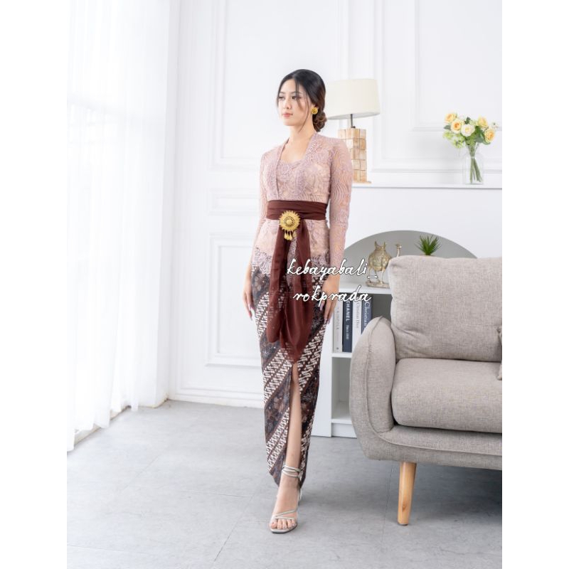 Jual SATU SET KEBAYA PREMIUM SEMI ITALY MOTIF BUNGA BUNGA LENGAN ...