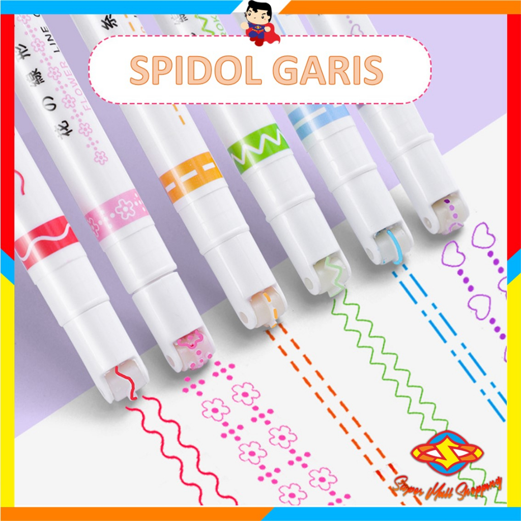 Jual SMS Spidol Garis Aesthetic Warna Warni Spidol Garis Motif Lucu 1 ...