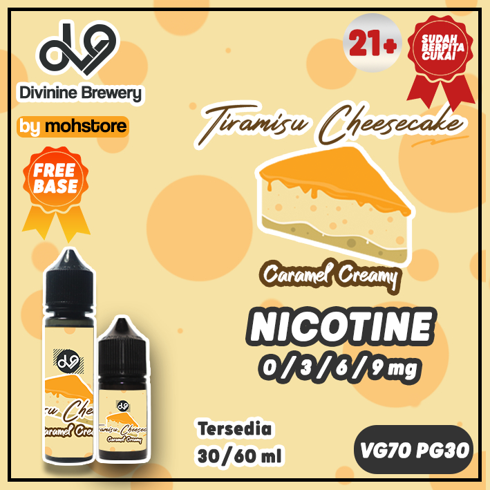 Jual Liquid Vape Dv9 Tiramisu Cheese Cake Caramel Freebase Nicotine MOD ...