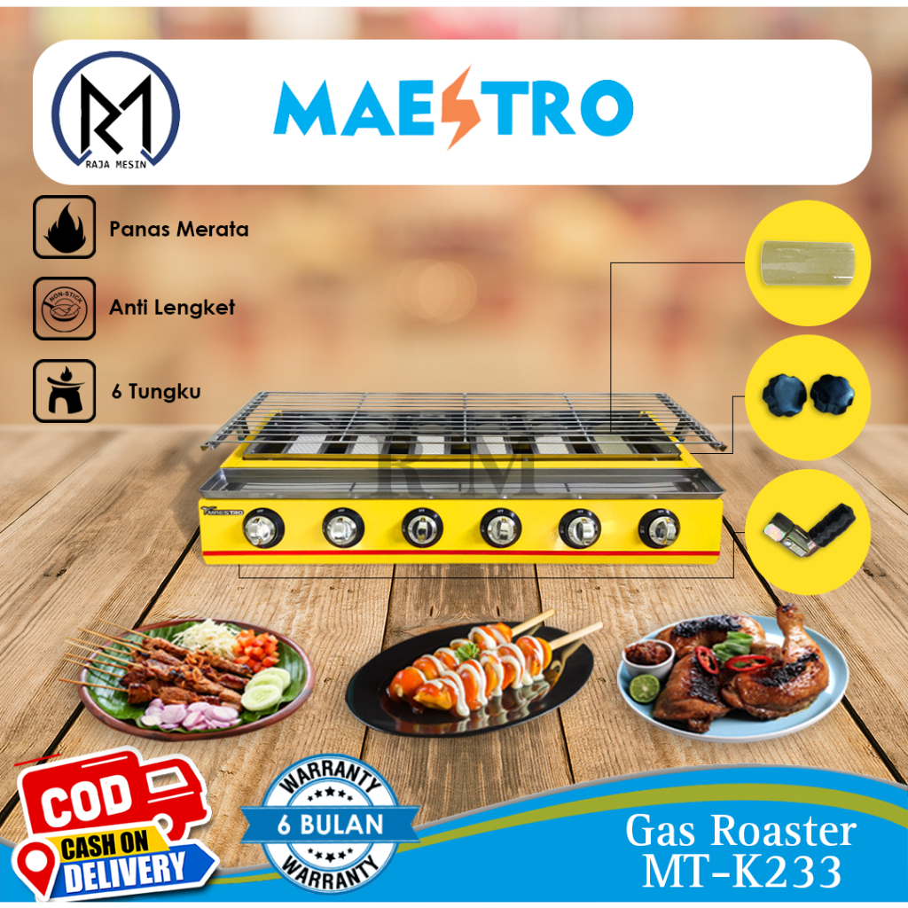 Jual Kompor Pemanggang Sosis / Gas Roaster 6 Tungku Maestro MT-K233 | Shopee Indonesia
