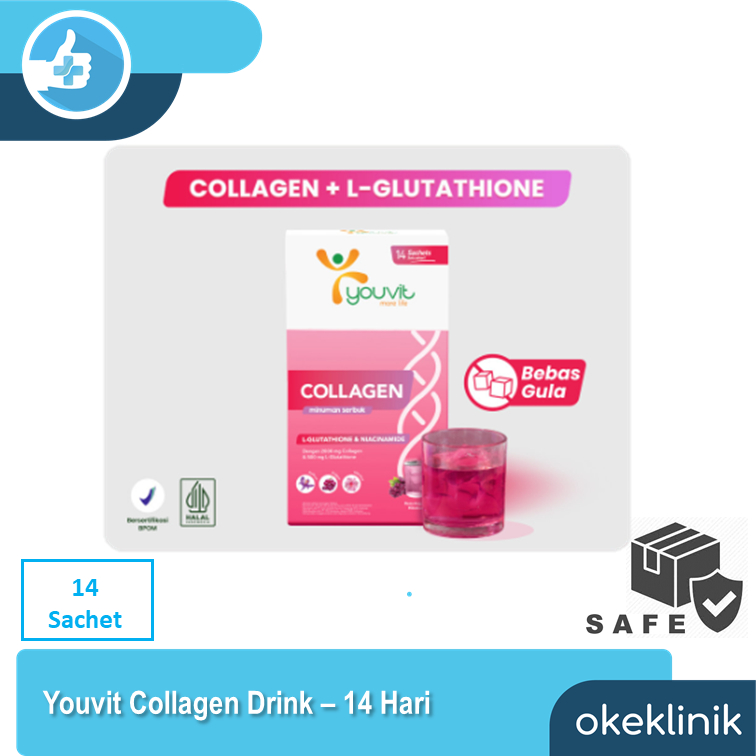 Jual Youvit Collagen Drink dengan L-Glutathione & Niacinamide Anti Aging 14 sachet (Box ...