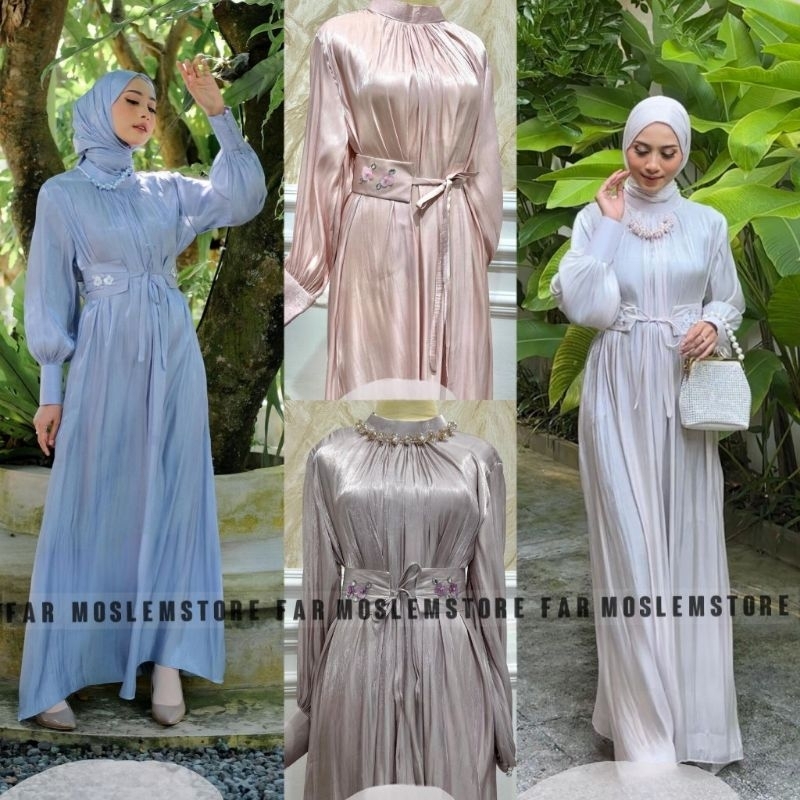 Jual CASANDRA DRESS SHIMMER ABAYA PREMIUM/GAMIS SHIMER FREE BELT ...