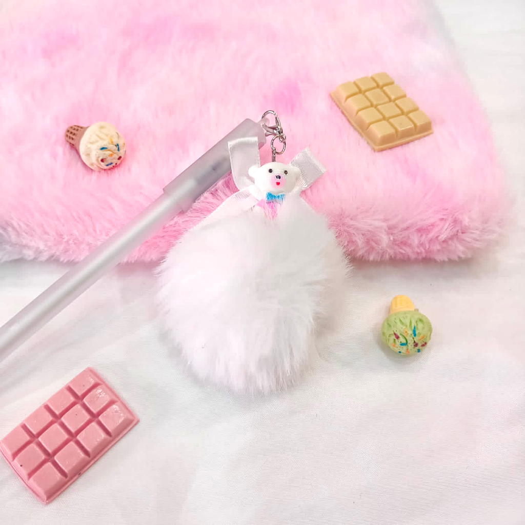 Jual PULPEN POM POM / PENA LUCU IMUT KOREAN GEL PEN BULU | Shopee Indonesia