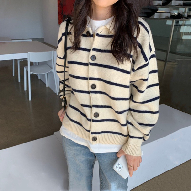 Jual VINCLOTHES. ID SWEATER RIYUN STRIPE SALUR KNIT | CARDIGAN KANCING ...