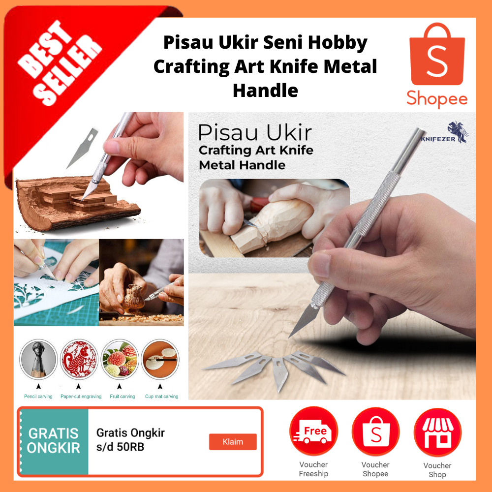 Jual Pisau Ukir Seni Hobby Crafting Art Knife Metal Handle / Pisau ukir ...
