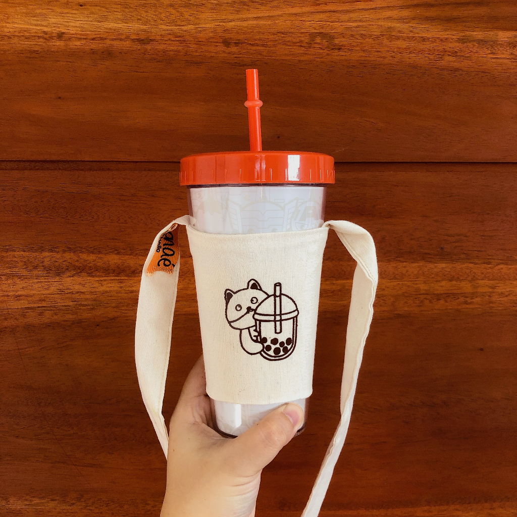 Jual Nanae Studio Cup Holder Cat - Tas Minuman - Tas Botol Boba Kanvas ...