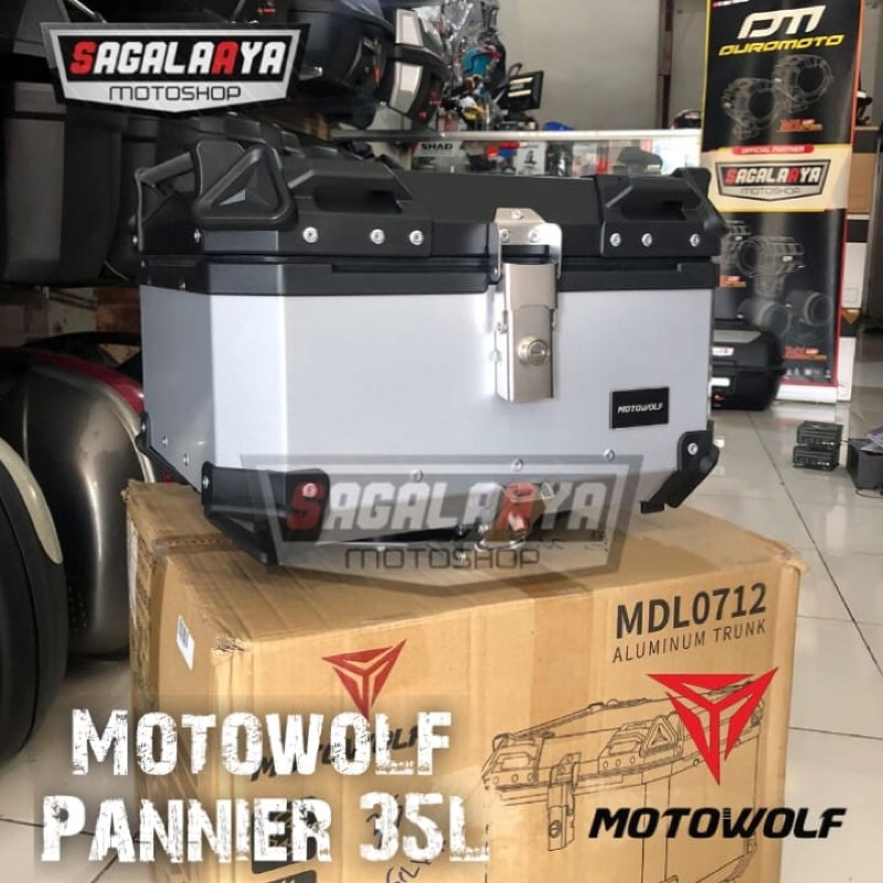 Jual Top Box Pannier Motowolf 35L Silver kombinasi Hitam Box alumunium ...