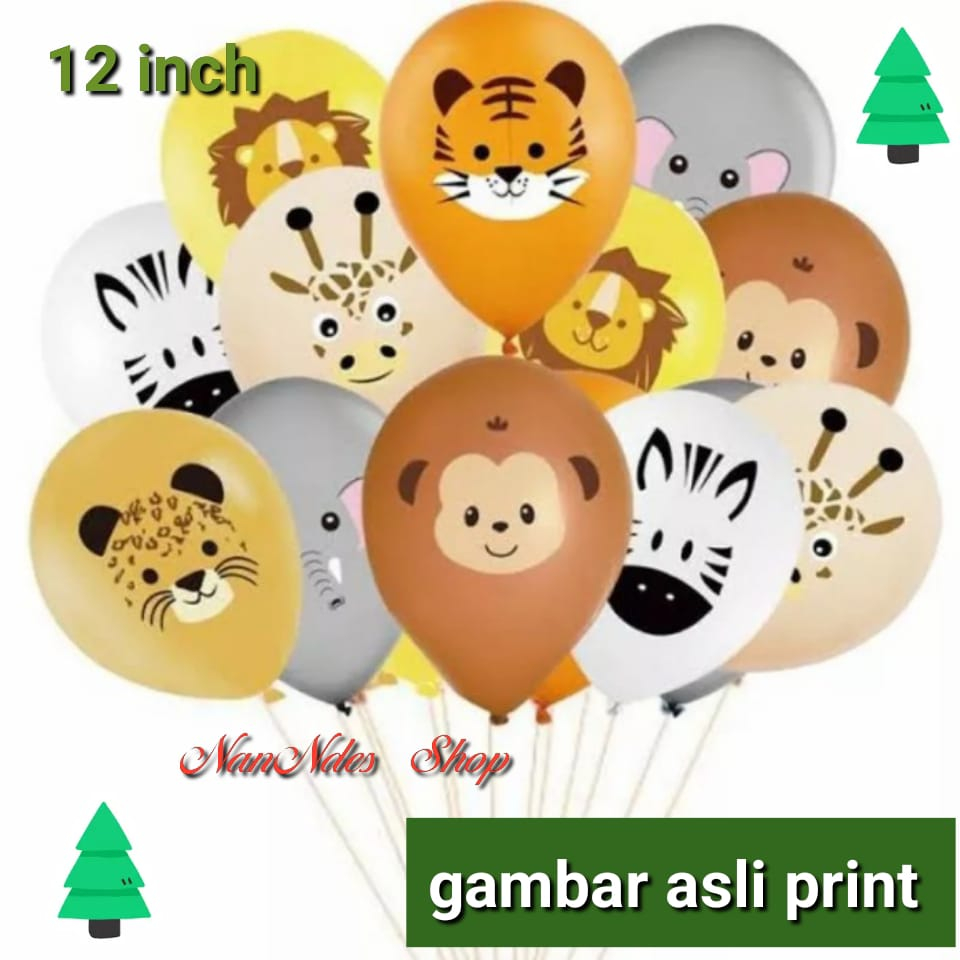 Jual Balon Karet Hewan ZOO 12 inch Tebal Latex Karakter Hutan Harimau ...