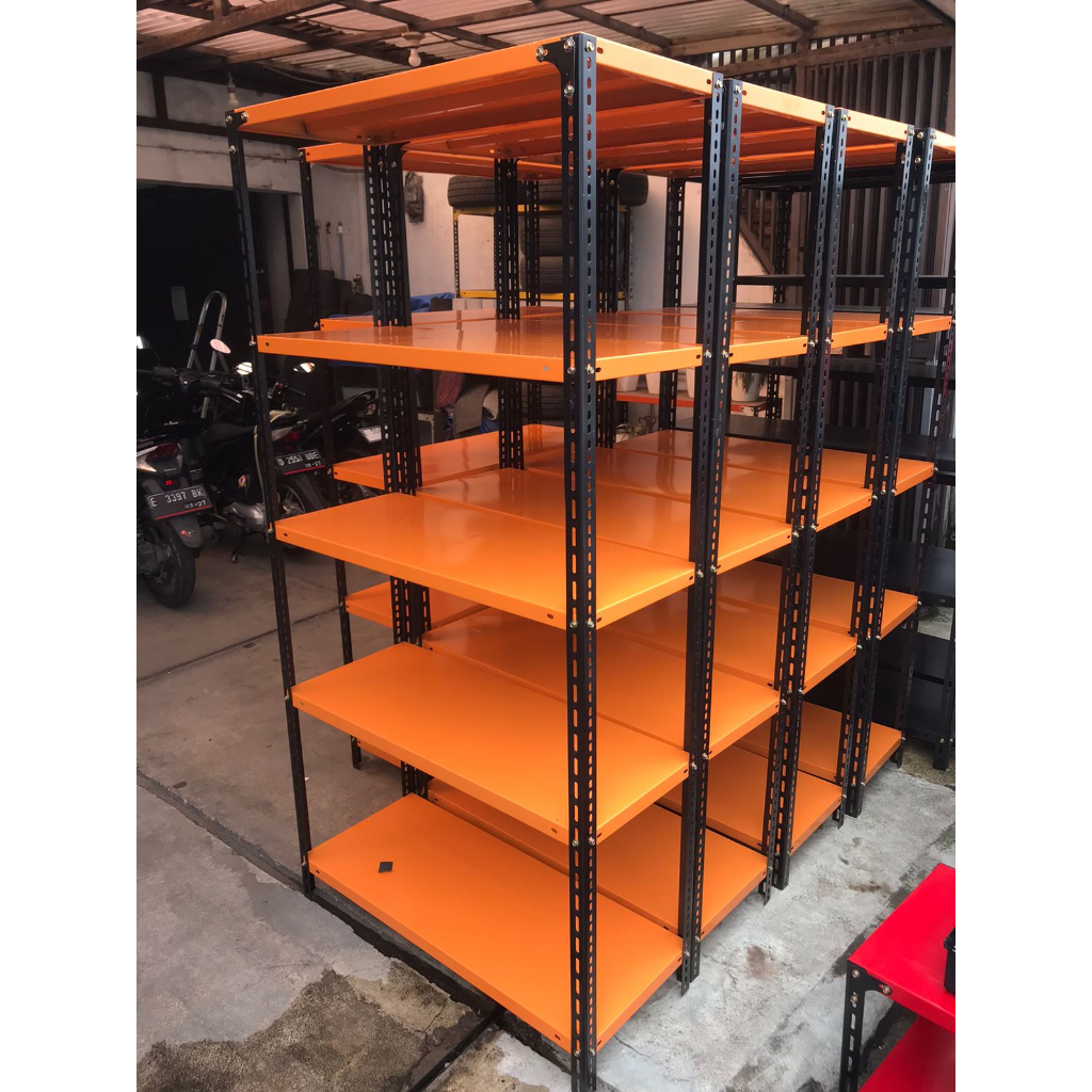 Jual Rak Gudang ukuran 40x100x200 | Rak Besi Siku lubang | Rak Barang ...