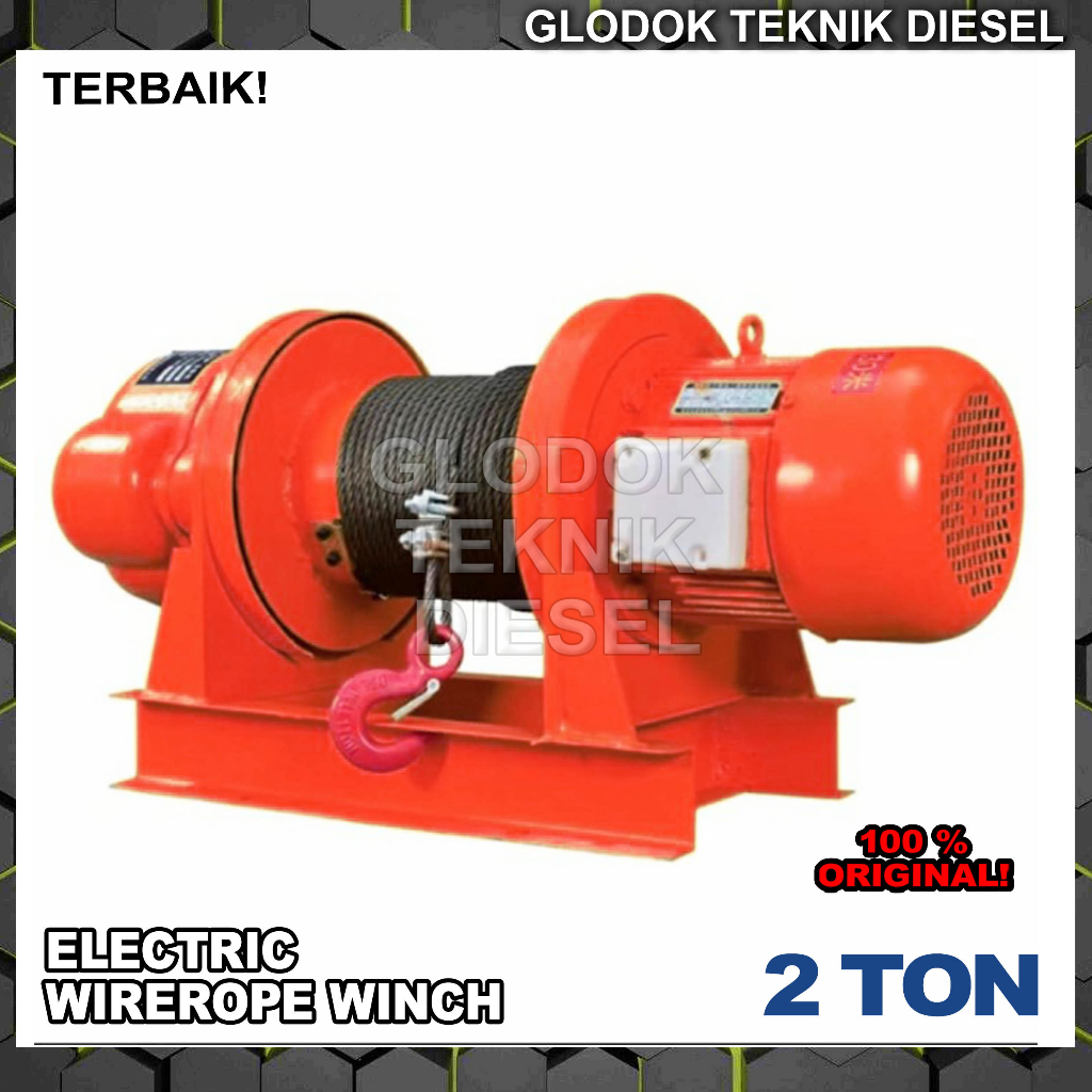 Jual Electric Wire Rope Winch Hoist 2 Ton x 100 Meter 3 phase Wirerope ...