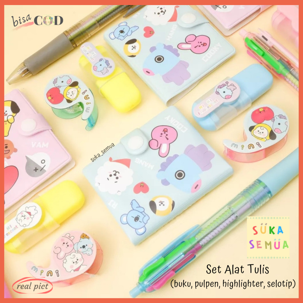 Jual 4 pcs Set Alat Tulis Mini - BT & We Bare Bears & Kaktus E-006 ...