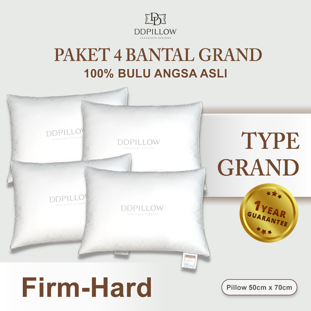 Jual DDPillow Set 4 Bantal Hotel Bulu Angsa Asli, Type Grand (Firm Hard) | Shopee Indonesia
