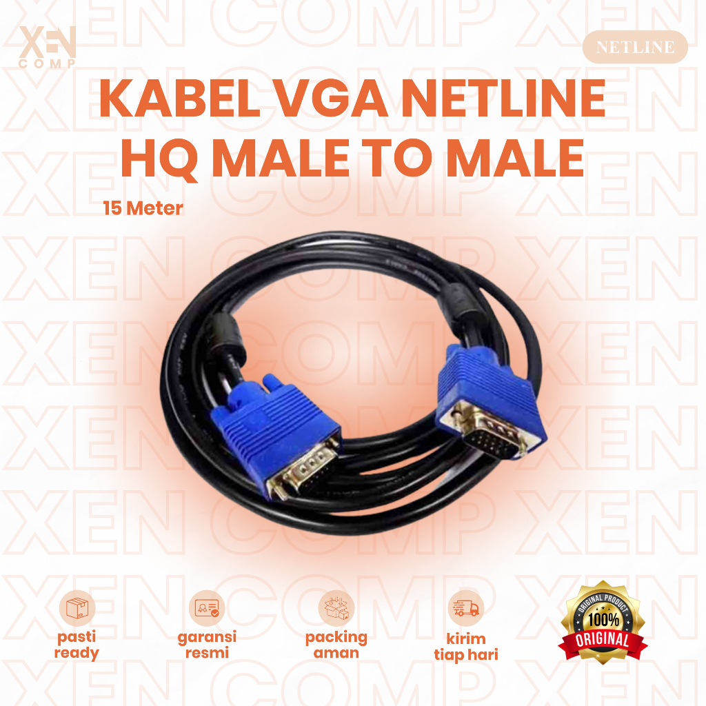 Jual Kabel VGA 15 Meter HQ NETLINE Male to Male | Shopee Indonesia