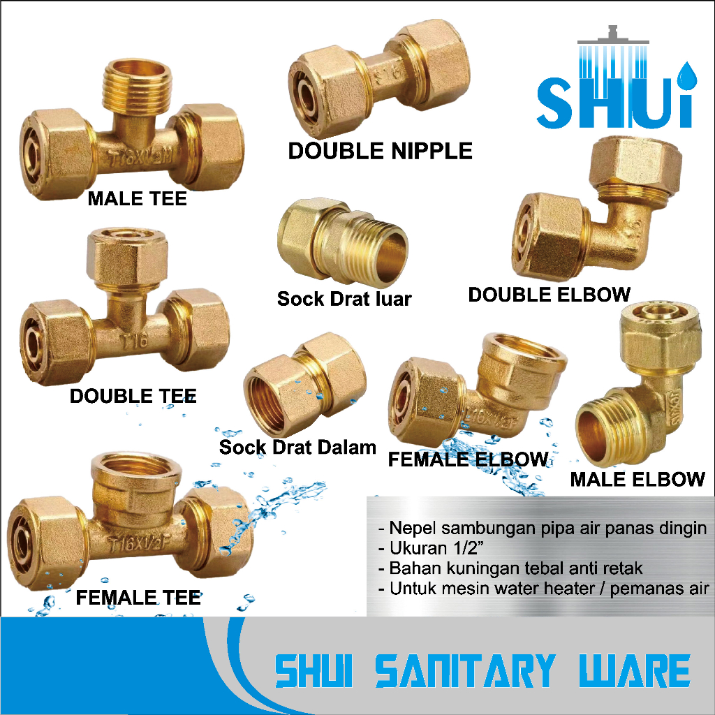 Jual Fitting / Sambungan Pipa Air Panas / Sock / double Nepel / Keni Elbow /TEE | Shopee Indonesia