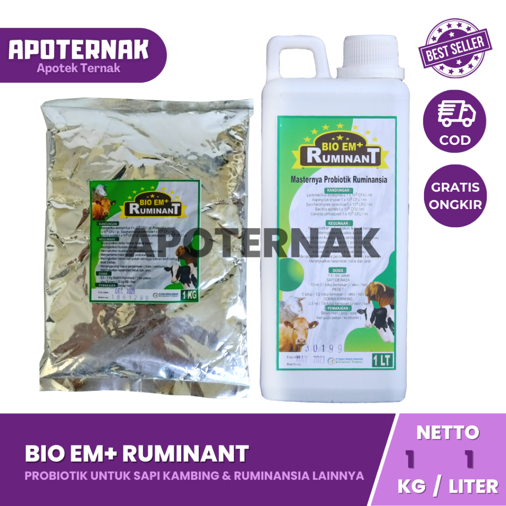 Jual PROBIOTIK BIO EM+ RUMINANT - Bio Em Plus Ruminan Serbuk Cair - 1 ...