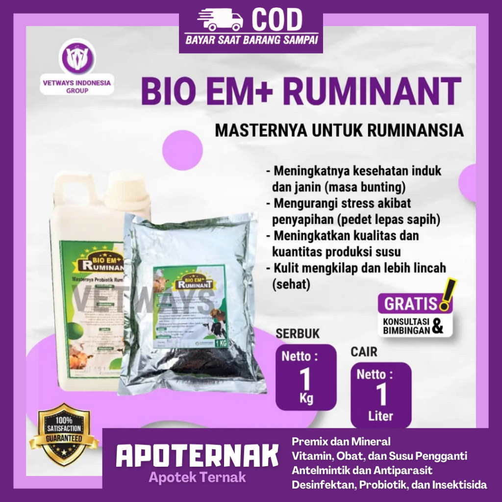 Jual PROBIOTIK BIO EM+ RUMINANT - Bio Em Plus Ruminan Serbuk Cair - 1 ...