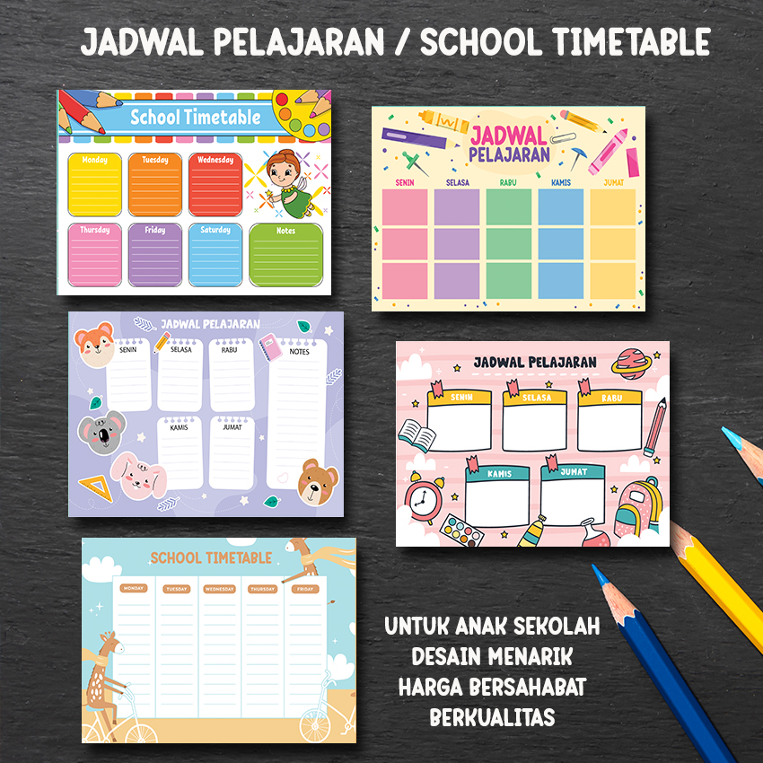 Jual Jadwal Pelajaran Free Spidol sudah di laminasi bisa di hapus ...