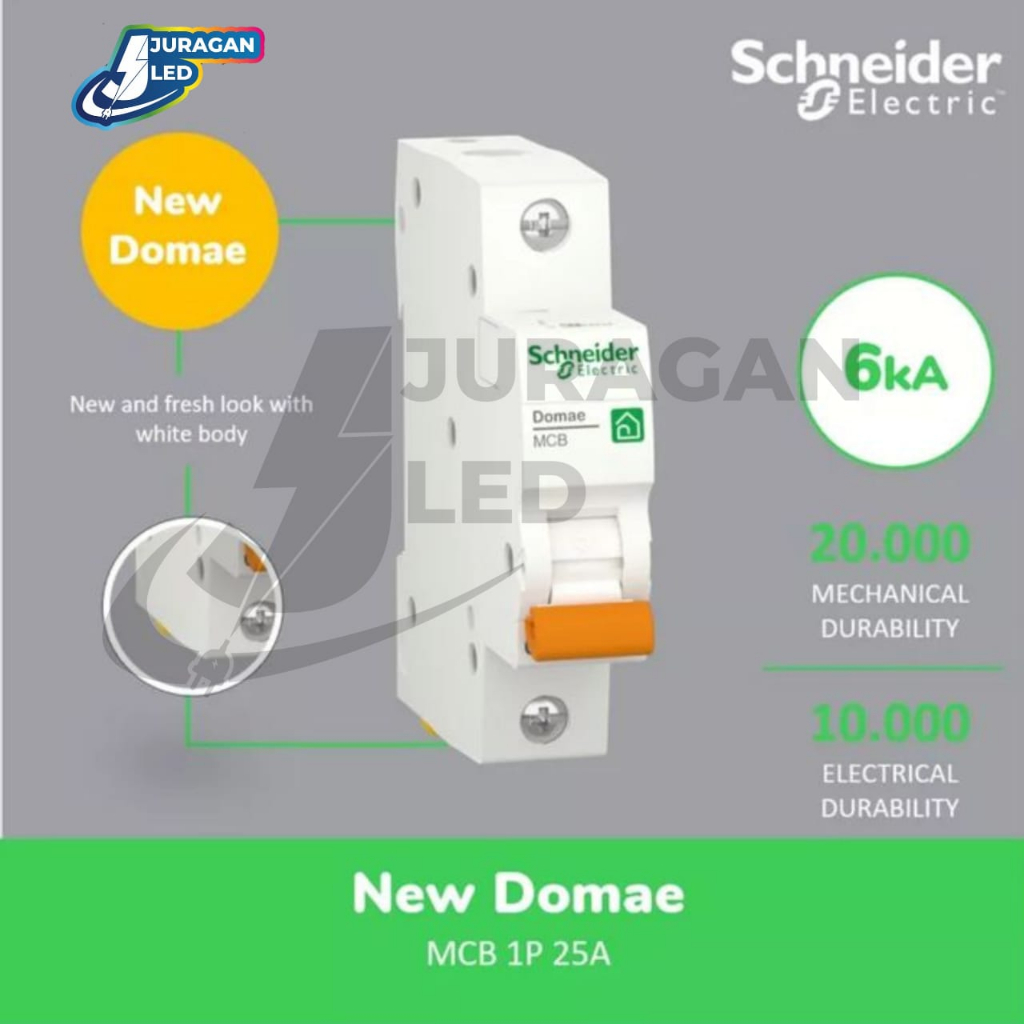 Jual SCHNEIDER ELECTRIC NEW DOMAE 6kA MCB 1P 25A - DOMF01125 | Shopee Indonesia